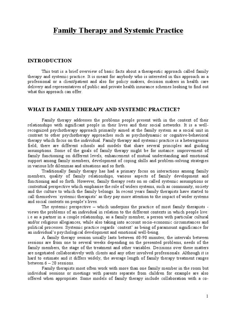 FT and Systemic Practice | PDF | Family Therapy | Psychotherapy