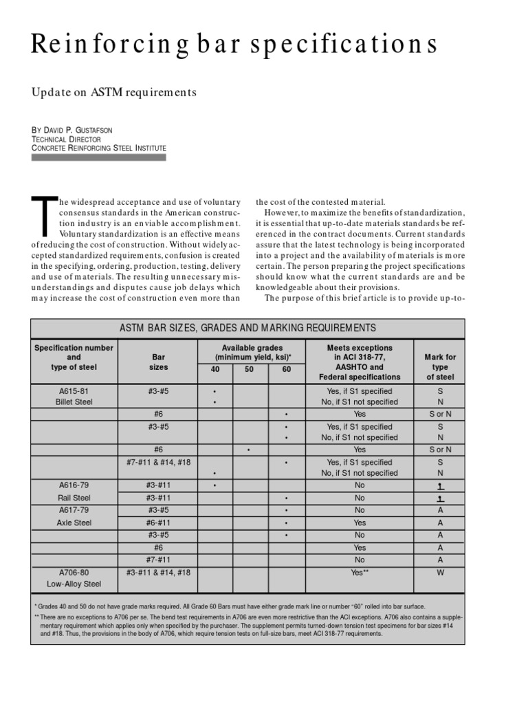 Reinforcing Bar Specifications: Update On ASTM Requirements | PDF ...