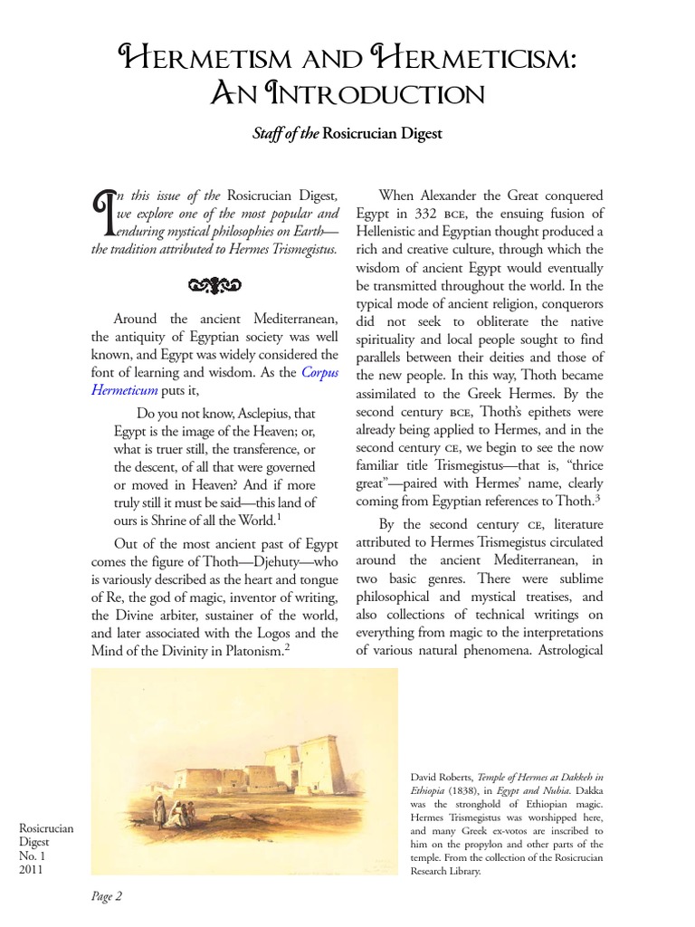 Hermetism and Hermeticism: An Introduction: Staff of The Rosicrucian ...