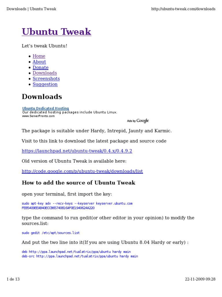 Downloads Ubuntu Tweak | PDF | Advanced Packaging Tool | Ubuntu ...