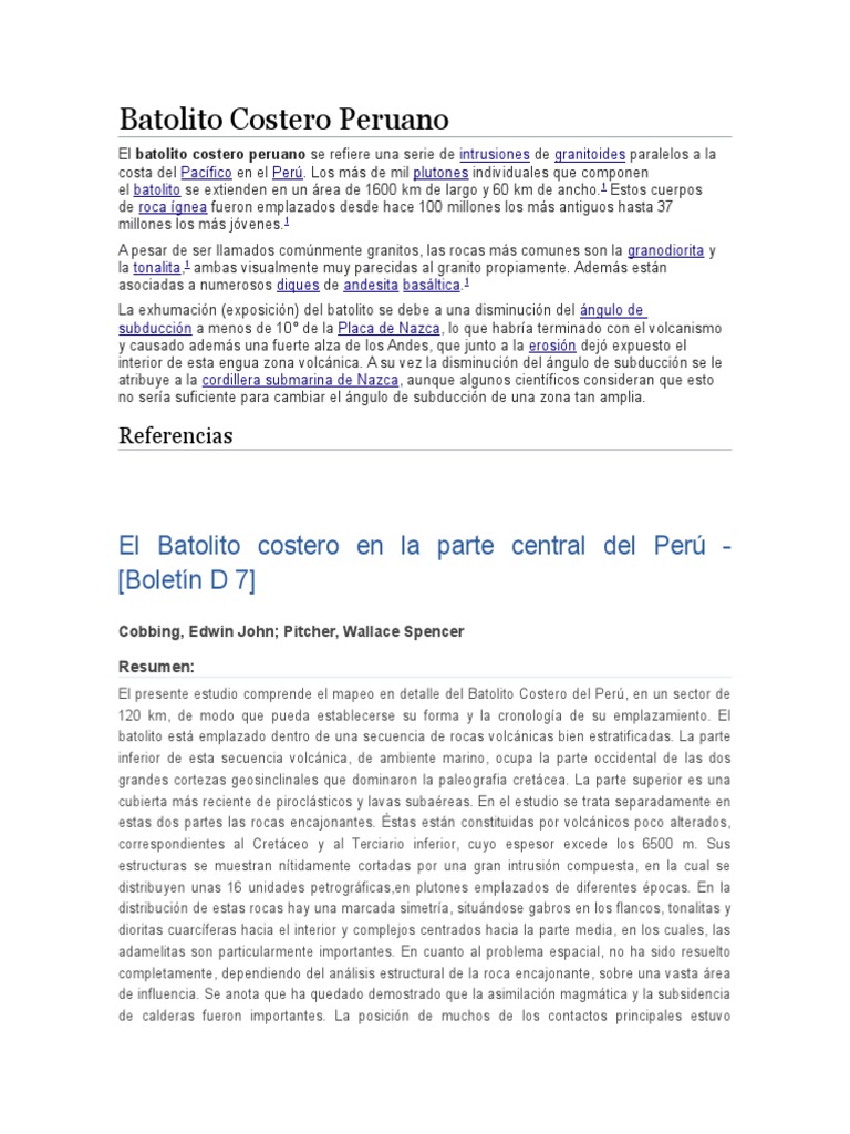 Batolito Costero Peruano | PDF | Geología | Petrología