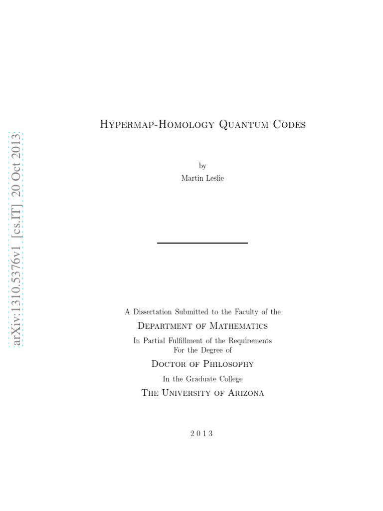 Hypermap-Homology Quantum Codes | PDF | Applied Mathematics | Theoretical Computer Science