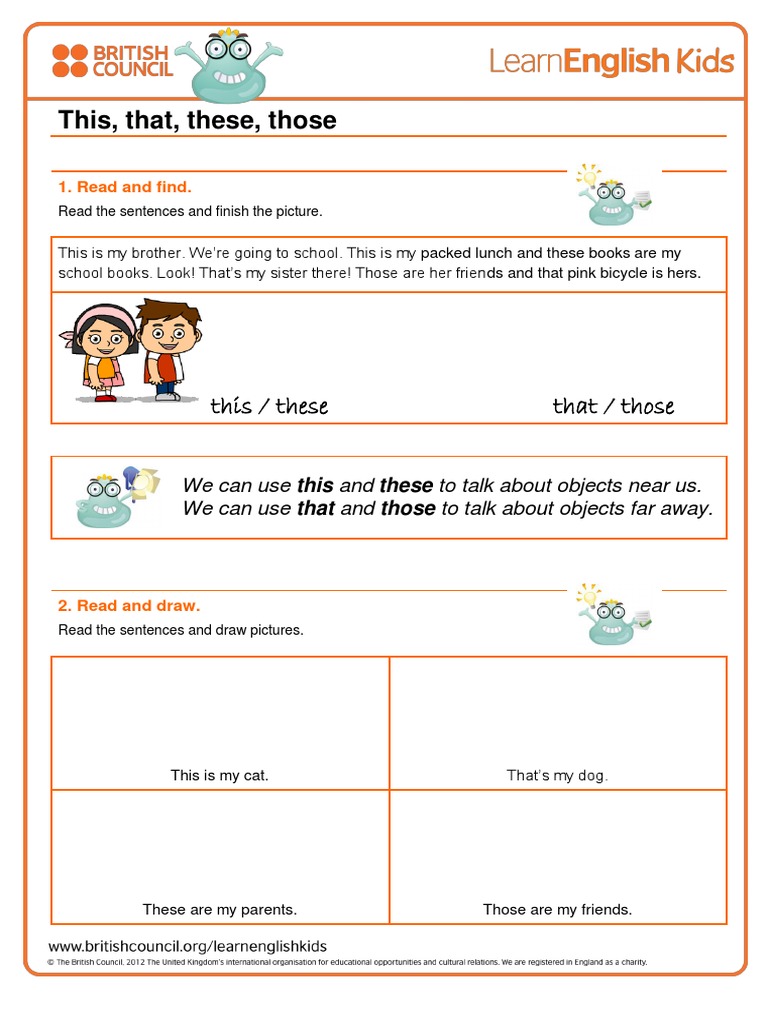 Grammar Games This That These Those Worksheet PDF | PDF
