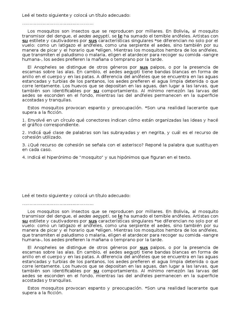 3er Año Recursos de Cohesión | PDF | Aedes aegypti | Enfermedades animales