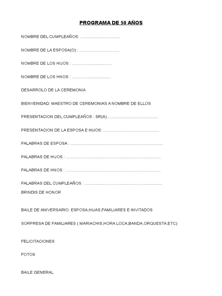 Programa de 50 Años | PDF