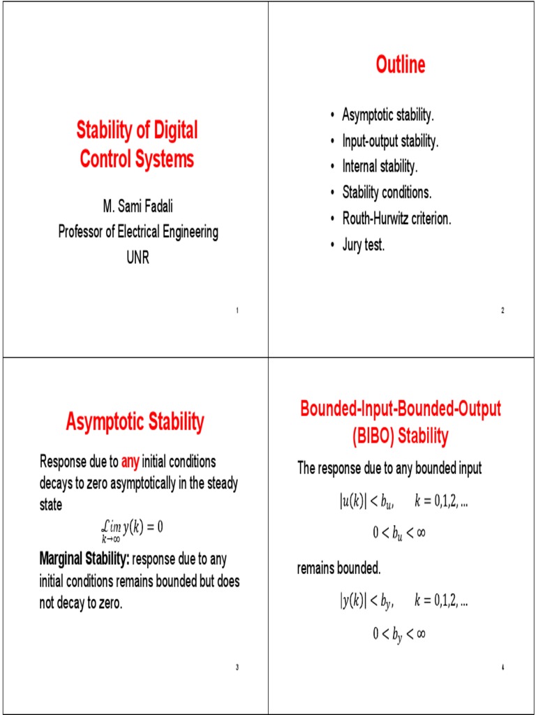 Outline: Bounded-Input-Bounded-Output (BIBO) Stability | PDF | Cybernetics | Signal Processing