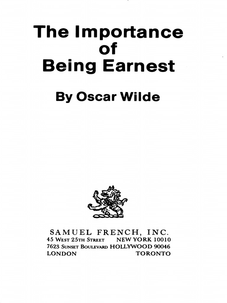 The Importance of Being Earnest | PDF | The Importance Of Being Earnest