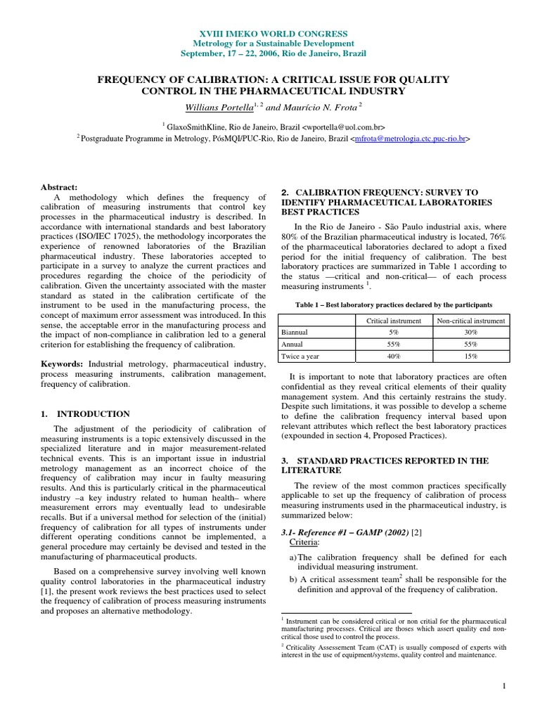 Frequency of Calibration PDF | PDF | Calibration | Metrology