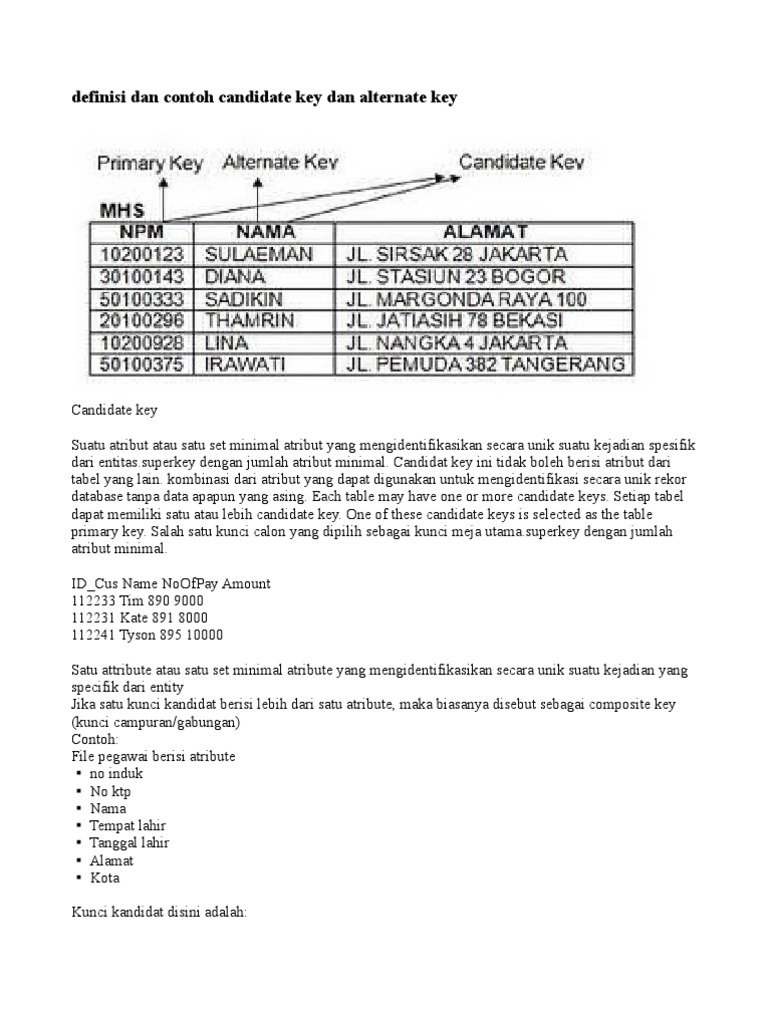 CAndidate Key Dan Alternate Key | PDF