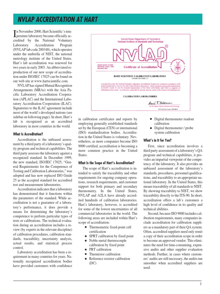 p003-004 NVLAP Accreditation | PDF | Calibration | Metrology