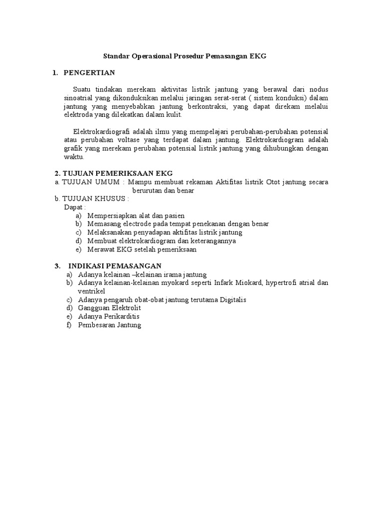Standar Operasional Prosedur Pemasangan EKG | PDF