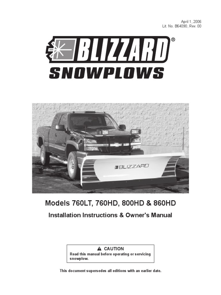 Models 760LT, 760HD, 800HD & 860HD: Installation Instructions & Owner's ...