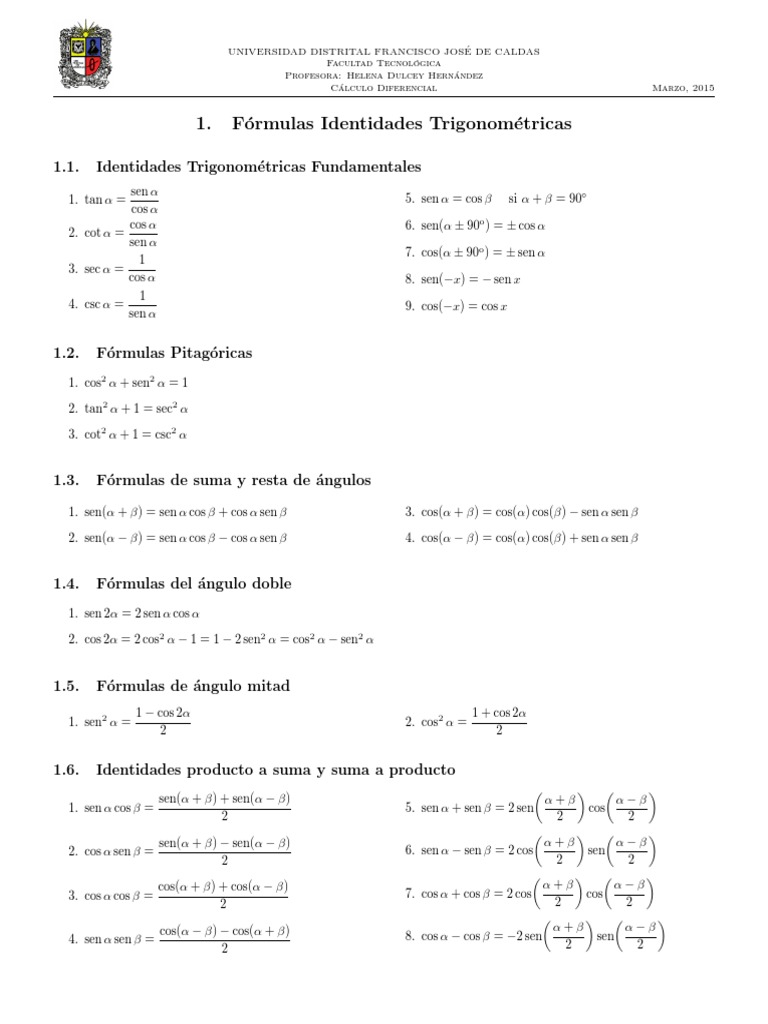 Tabla de Identidades Trigonometricas.pdf | Ajedrez | Matemática Tabla de Identidades Trigonometricas.pdf | Ajedrez | Matemática