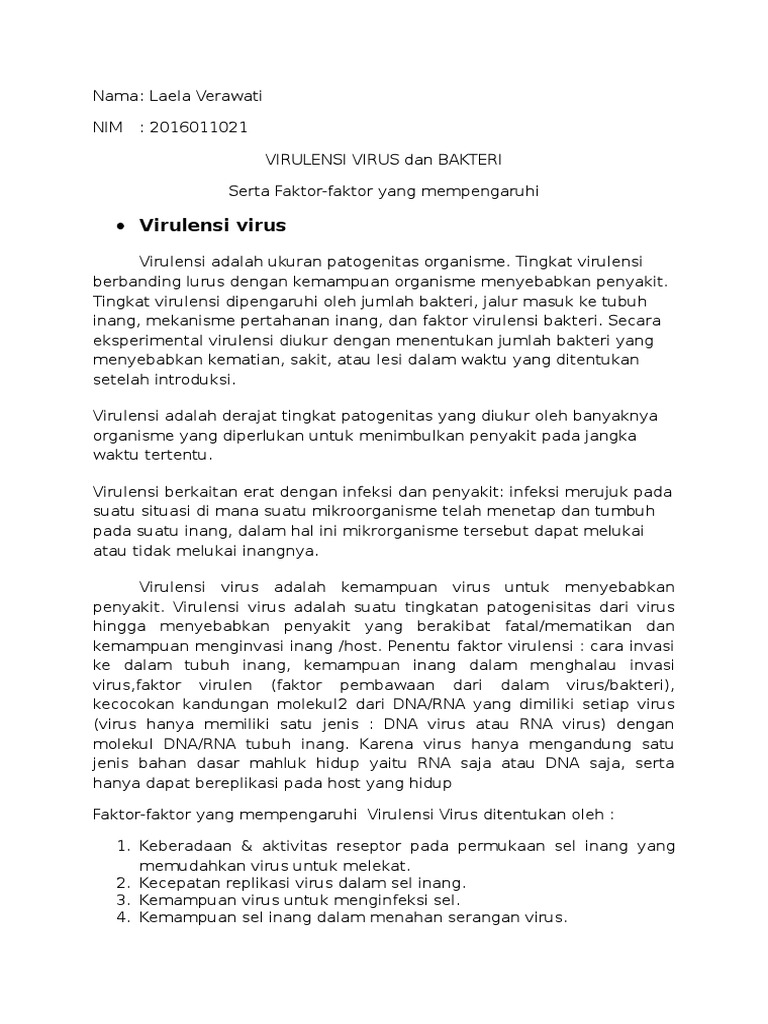 Virulensi Virus dan Bakteri: Faktor Penentu | PDF