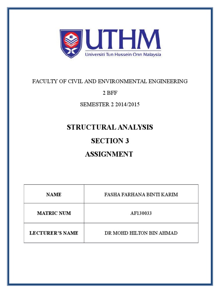 Structural Analysis Assignment 2015 | PDF