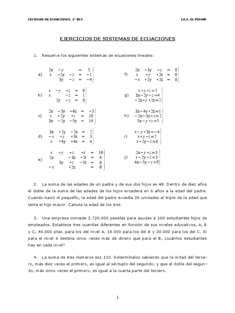 Ejercicios de Sistemas de Ecuaciones 3x3 | PDF | Business