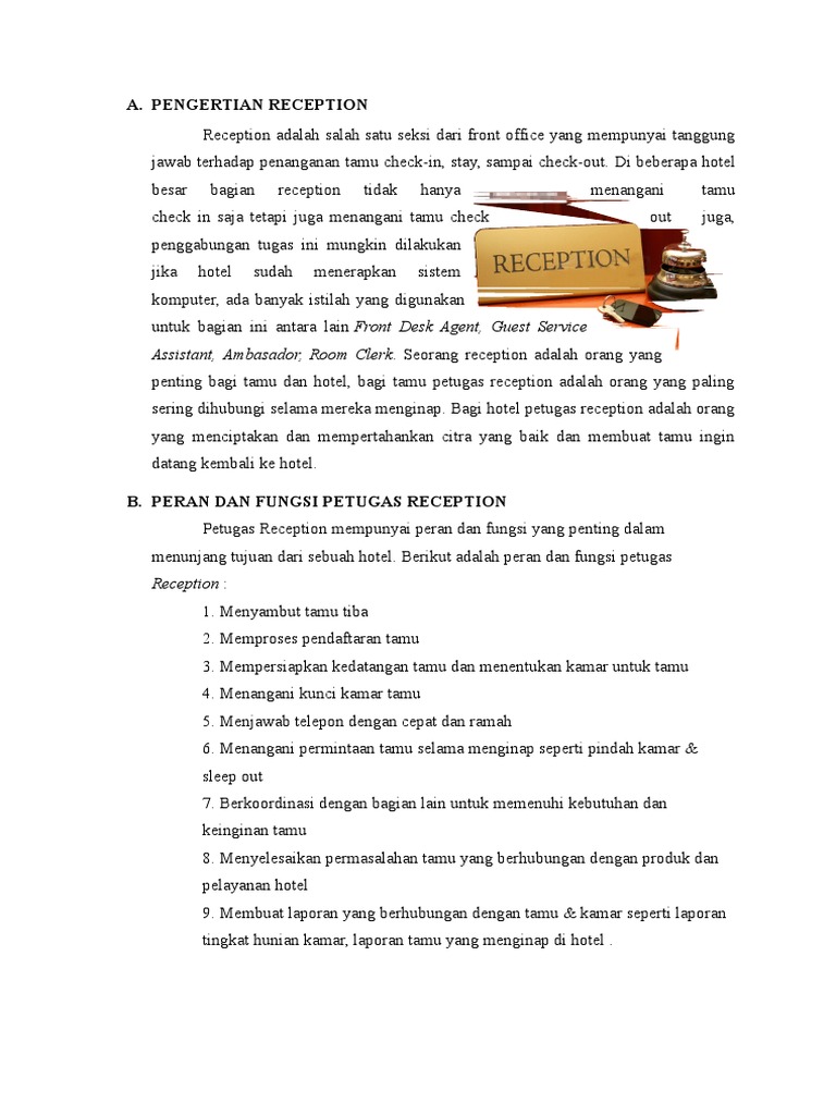 Tugas Ruang Lingkup Reception | PDF