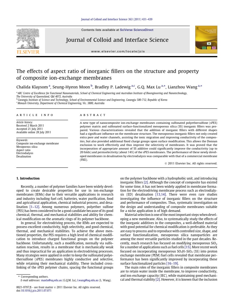 Journal of Colloid and Interface Science | PDF | Porosity | Polymers