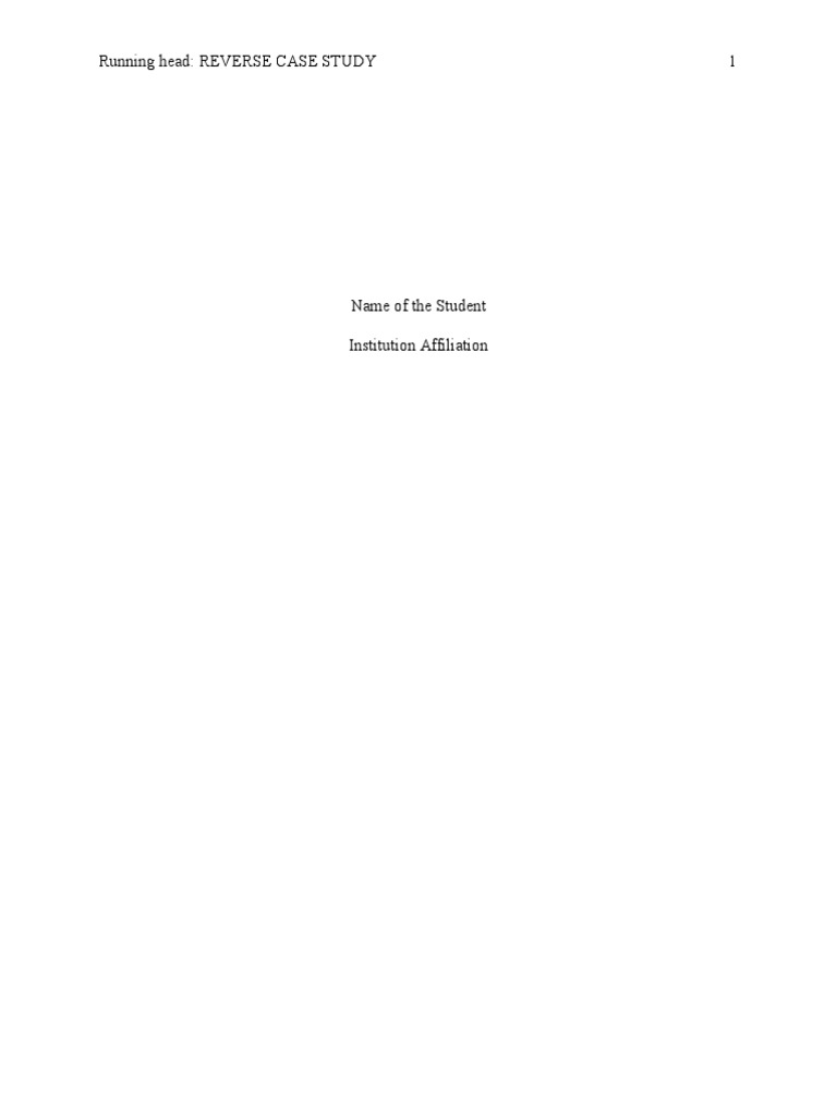 Running Head: Reverse Case Study 1 | PDF | Nonsteroidal Anti ...