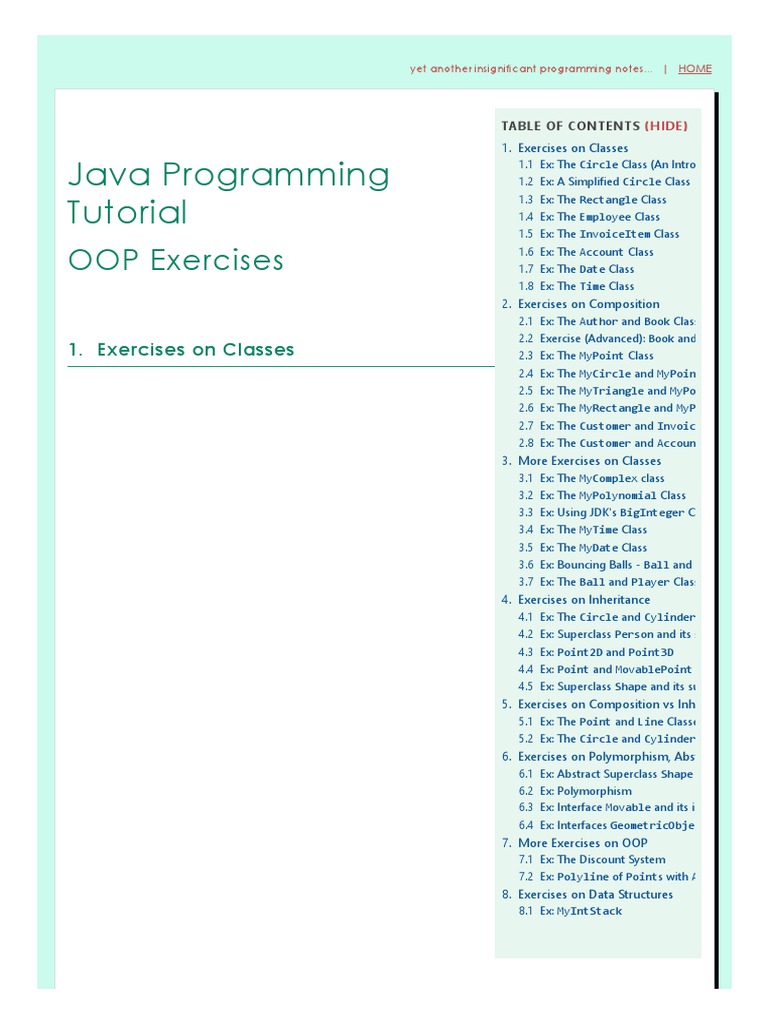 6oop Exercises Java Programming Tutorial Pdf Inheritance Object Oriented Programming