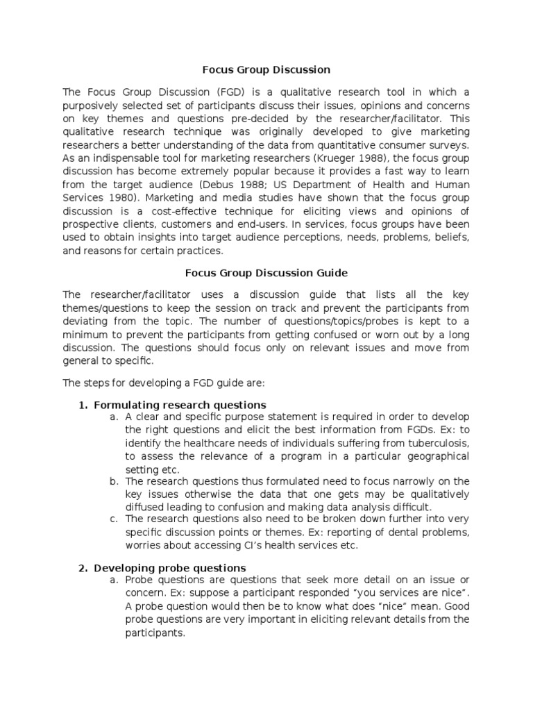 Focus Group Discussion Writeup | PDF | Focus Group | Qualitative Research