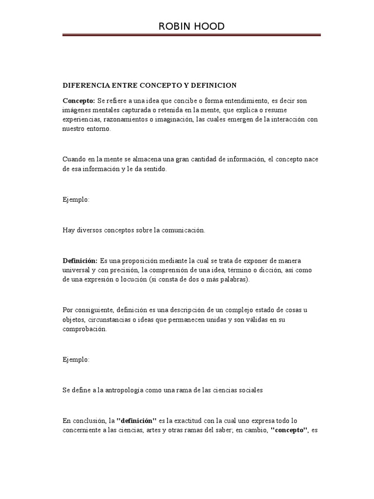 Diferencias entre concepto y definición | PDF