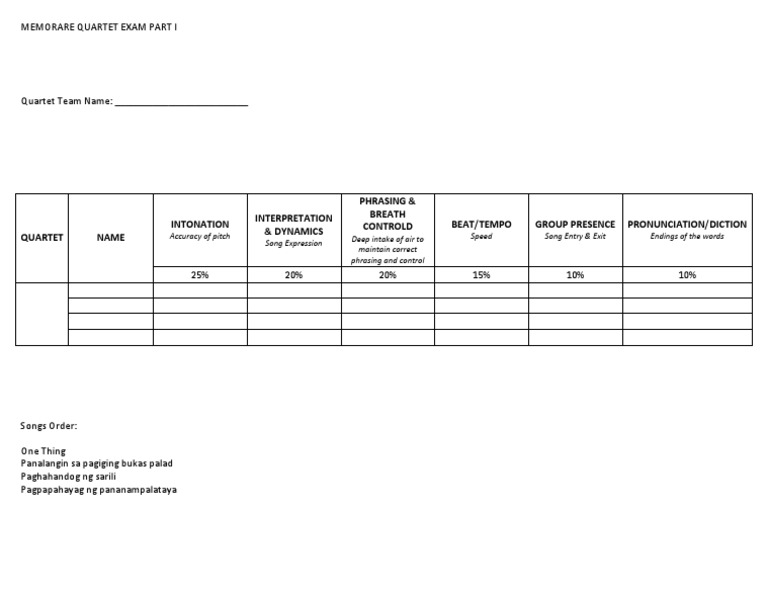 Quartet Exam Part 1 | PDF