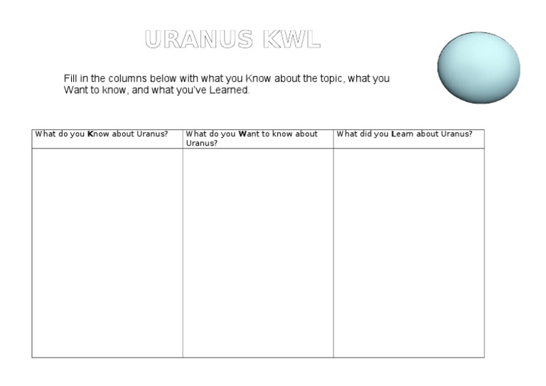 Uranus KWL Worksheet | PDF