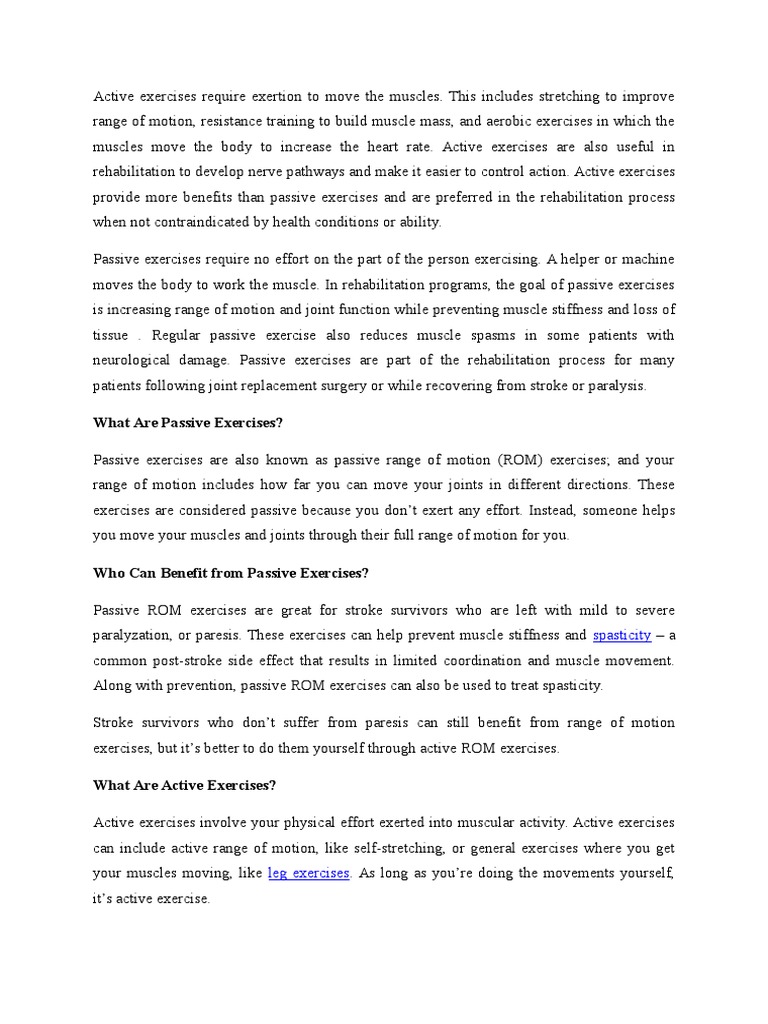 Active and Passive Exercise | PDF | Foot | Flexibility (Anatomy)