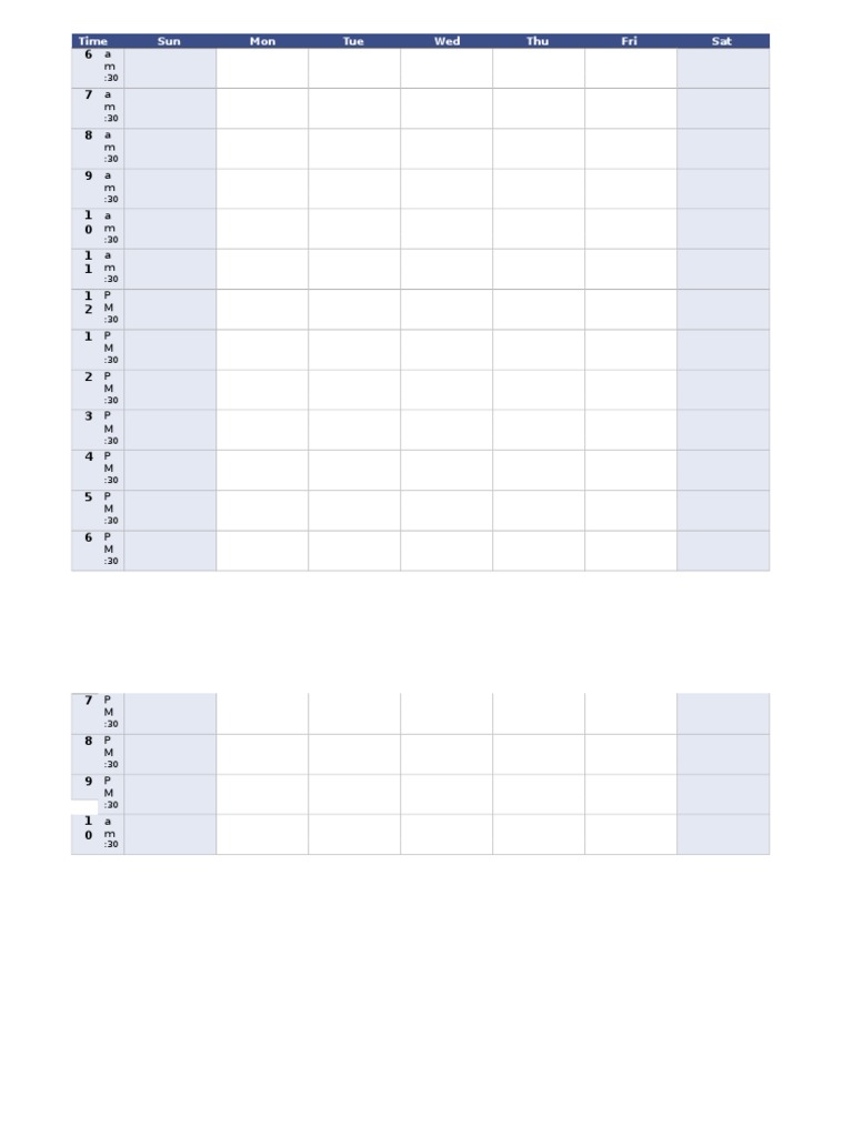 Weekly Time Schedule Template | PDF