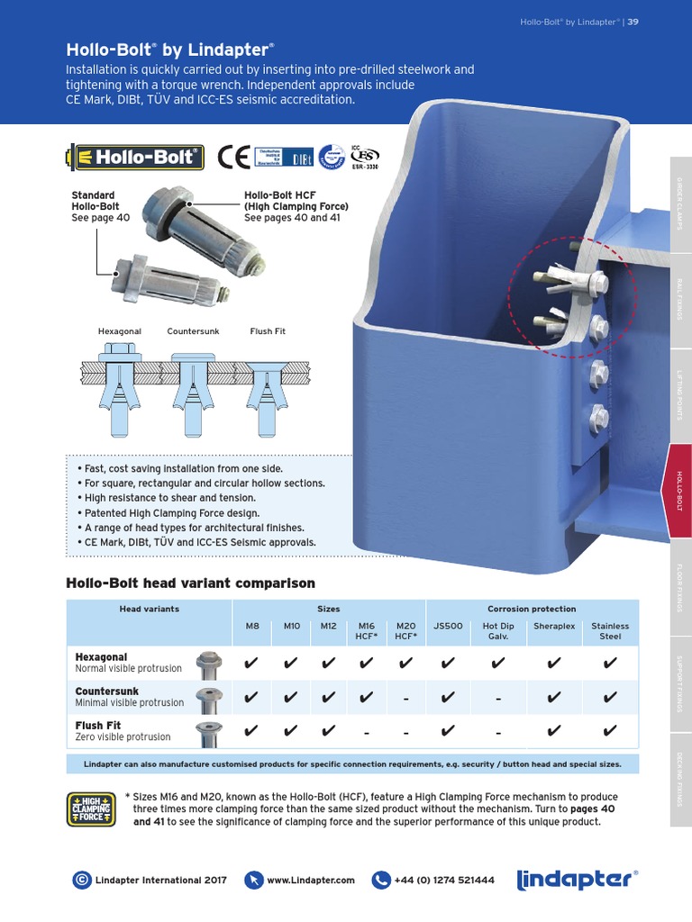Hollo-Bolt by Lindapter 990 | PDF | Nut (Hardware) | Screw