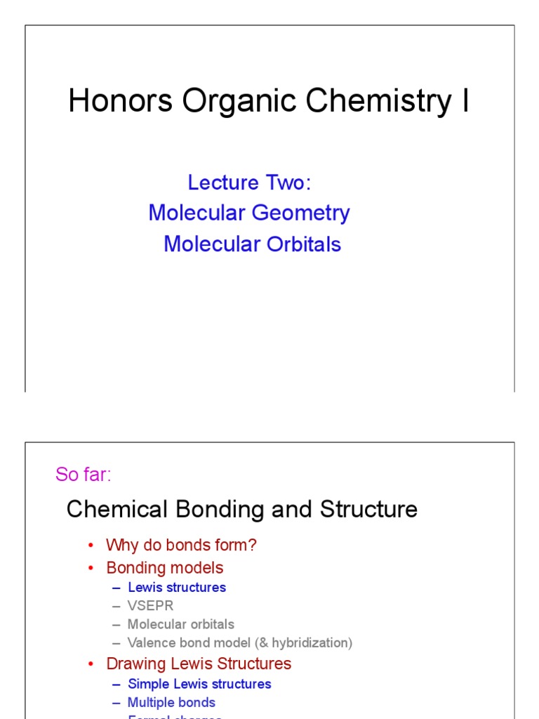 Organic Chemistry Lecture Two 2014 Bonding Models | PDF | Chemical ...