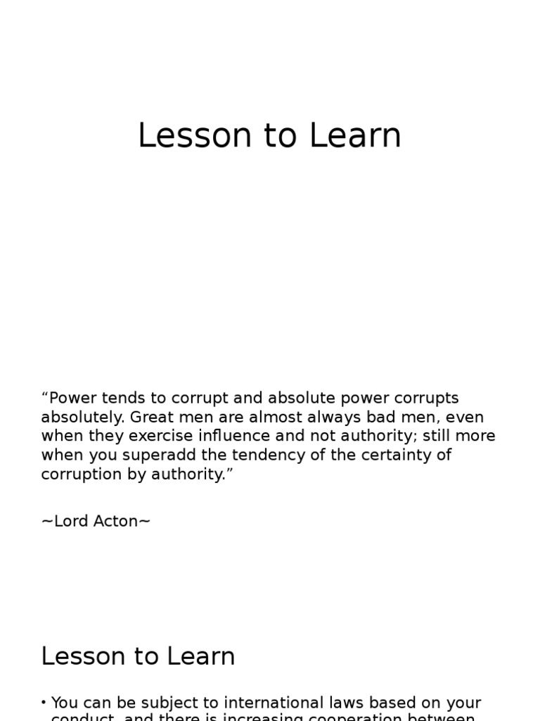Lesson To Learn - Corruption | PDF