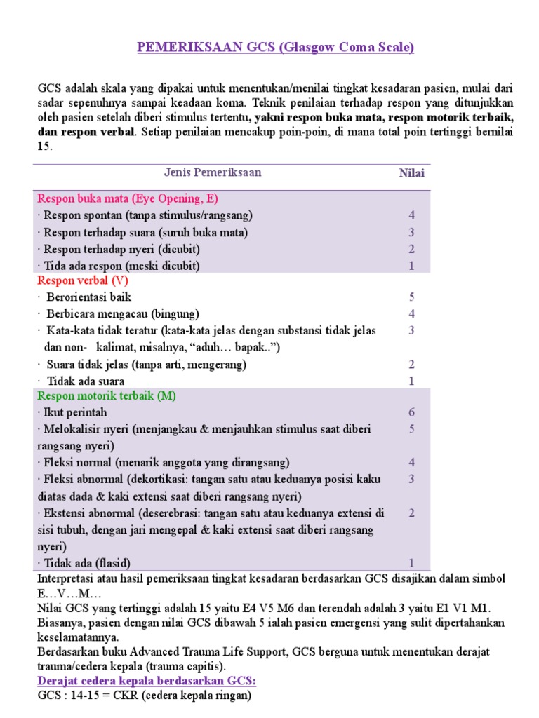 Pemeriksaan Gcs | PDF | Pengembangan Diri | Kesehatan Holistik
