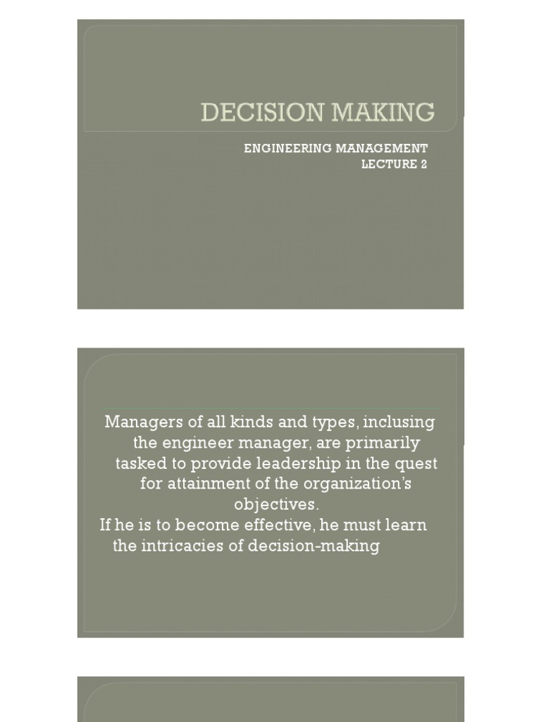 Decision Making - Engineering Management | PDF | Decision Making ...