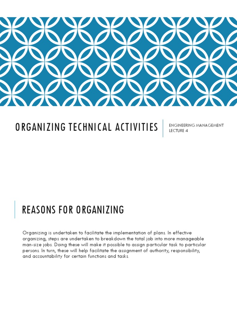 Organizing Technical Activities | PDF | Division Of Labour | Organizational Structure