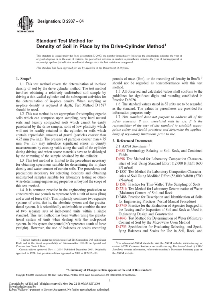 Astm D2937 PDF | PDF | Density | Pound (Mass)