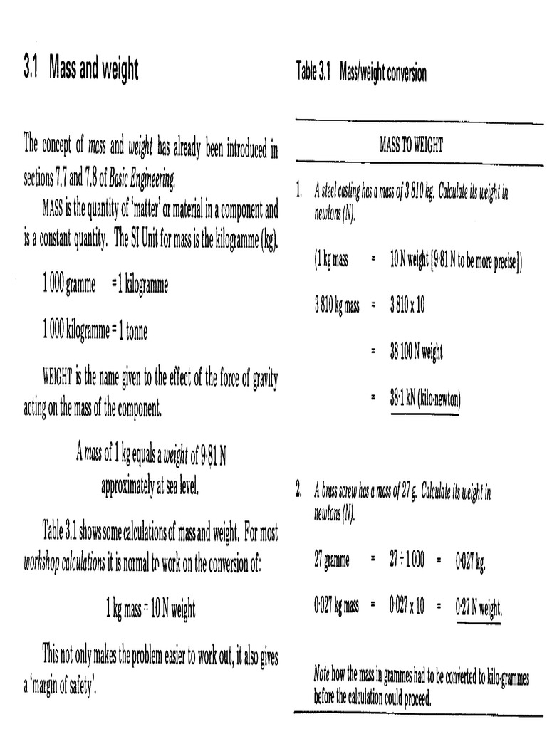 Mass, Weight, Volume Calculation PDF | PDF