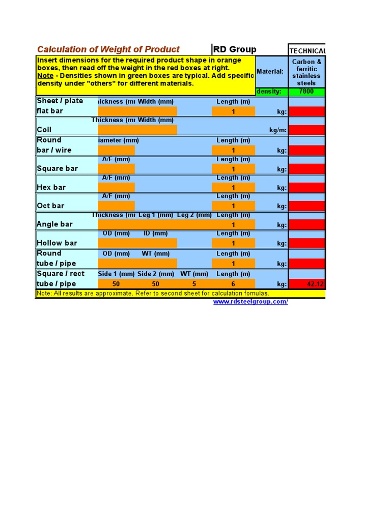 Steel Weight Calculator | PDF | Structural Steel | Pipe (Fluid Conveyance)