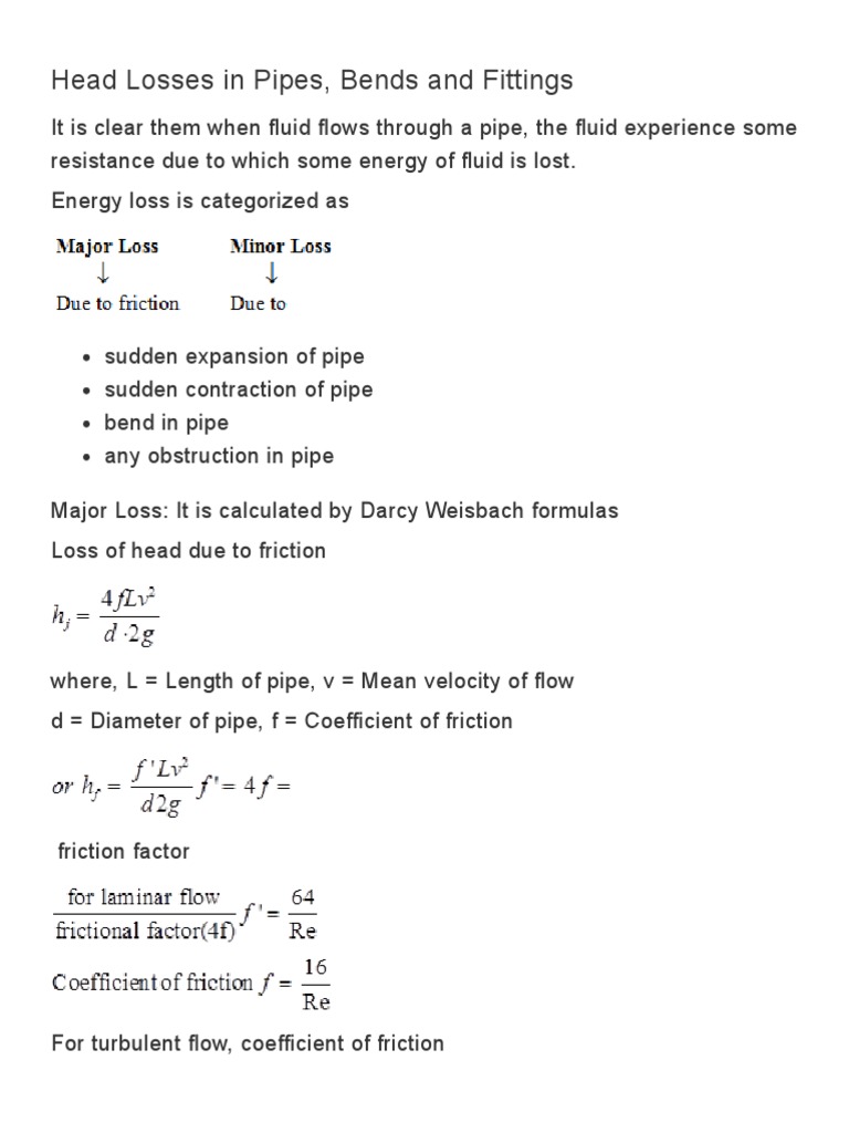 12.head Losses in Pipes, Bends and Fittings | PDF | Continuum Mechanics ...