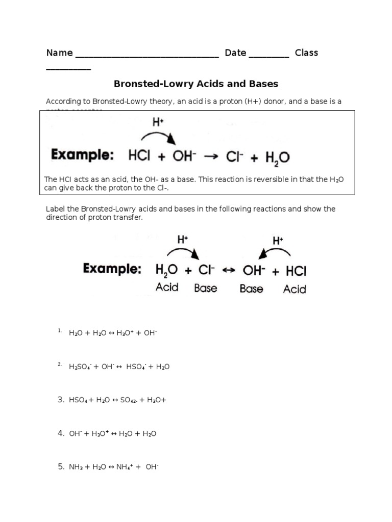 Bronsted-Lowry Acids and Bases | PDF | Science & Mathematics