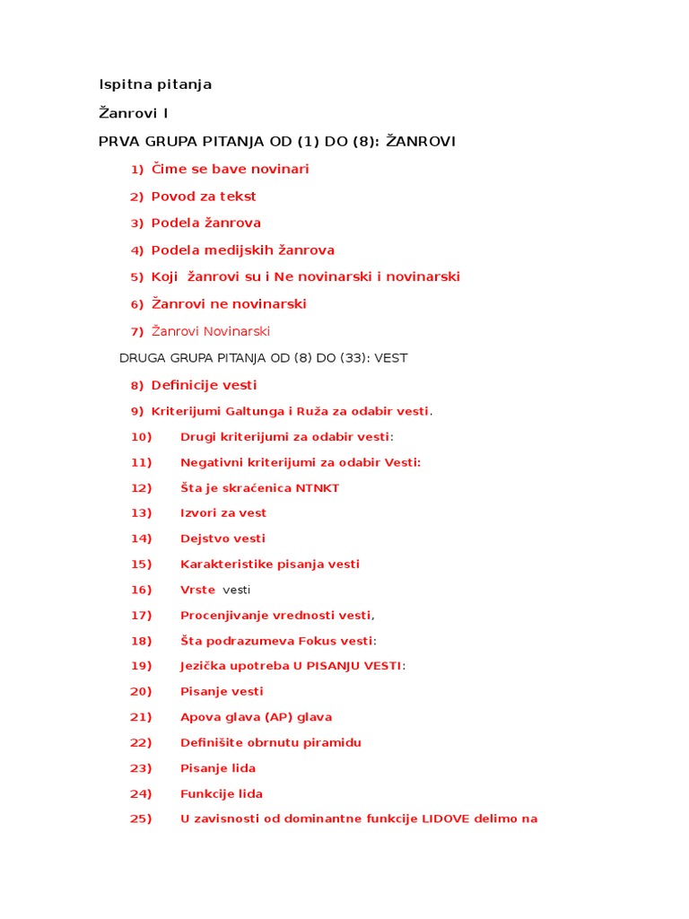 Ispitna Pitanja | PDF