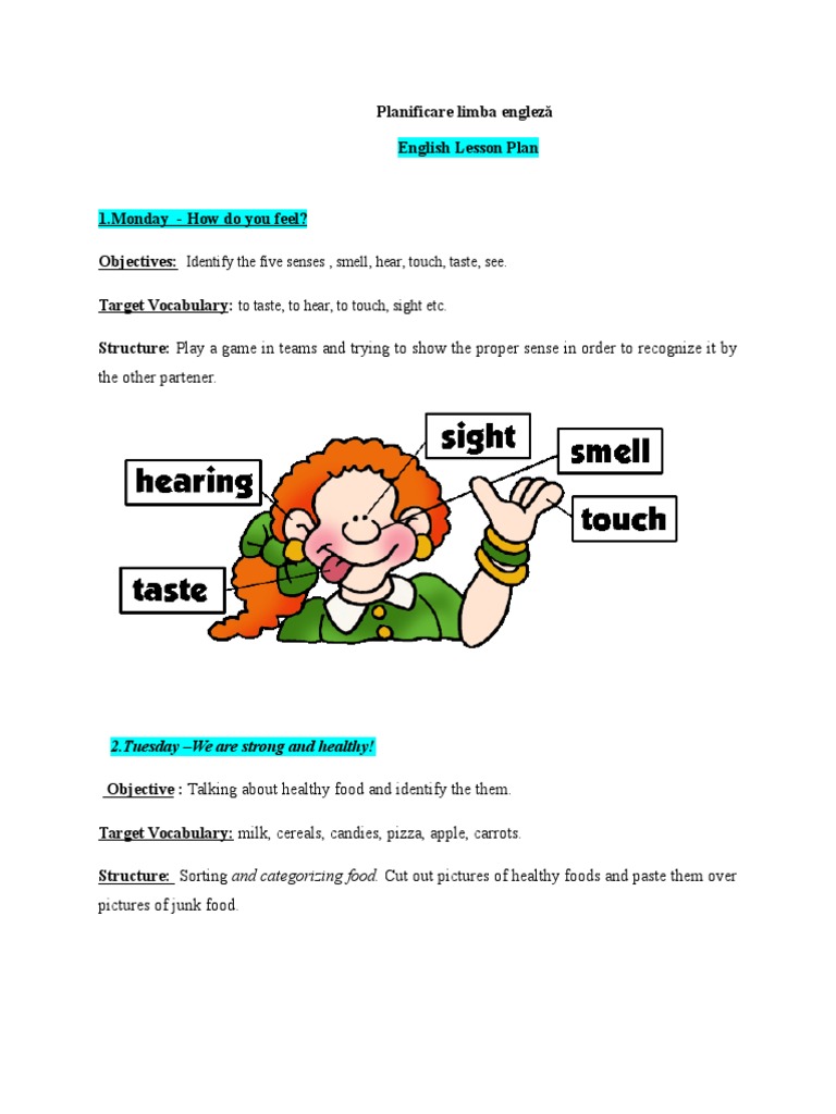 Five Senses Lesson Plan | PDF | Language Arts & Discipline | Self ...