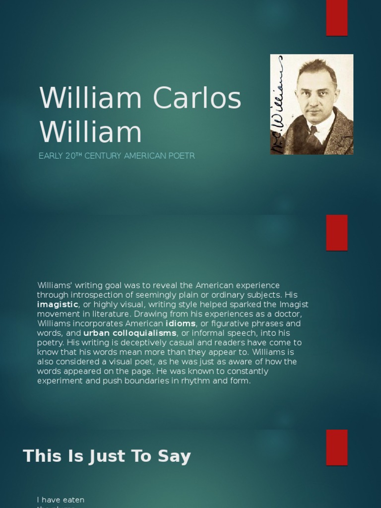 William Carlos William: Early 20 Century American Poetr | PDF ...