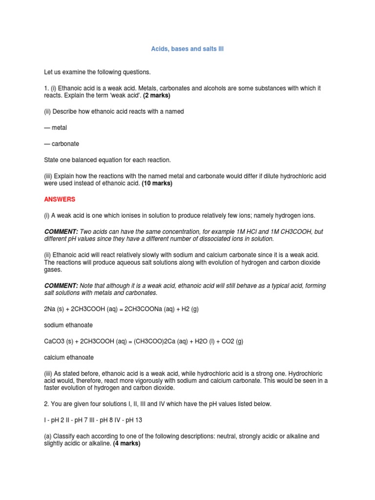 Csec Chemistry Notes 10 | PDF | Acid | Ph