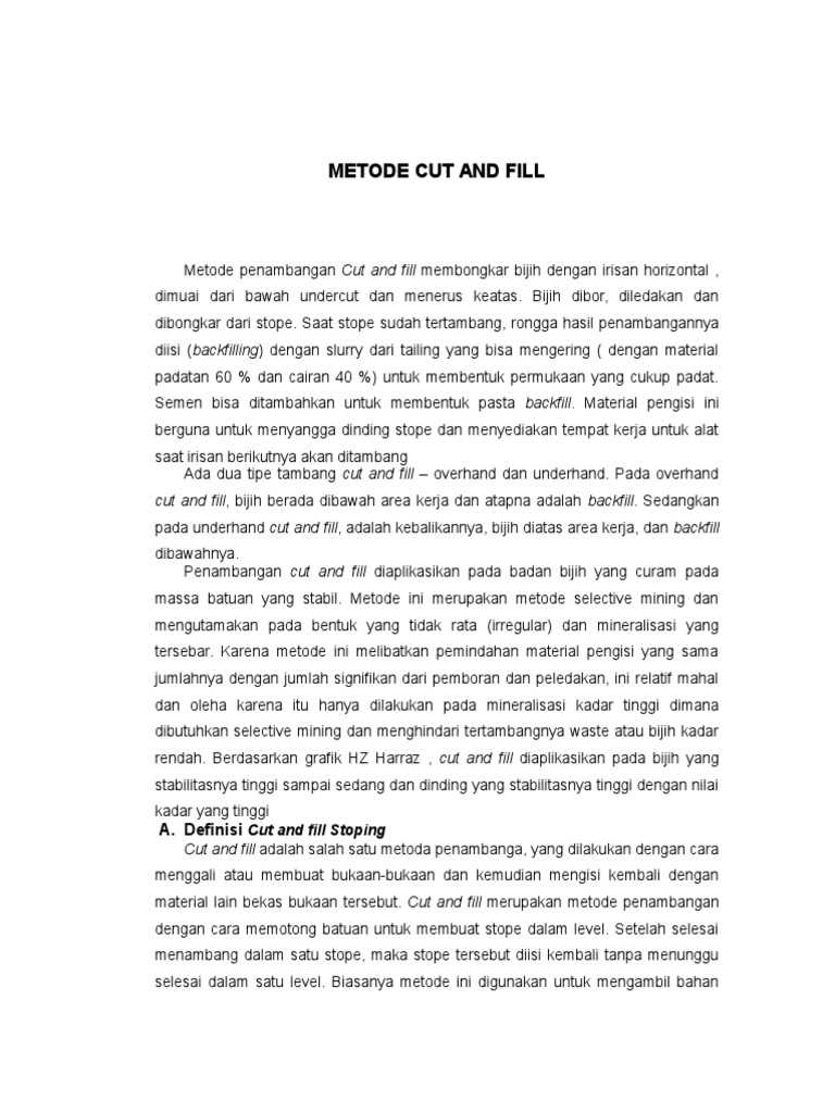Metode Cut and Fill dalam Penambangan | PDF