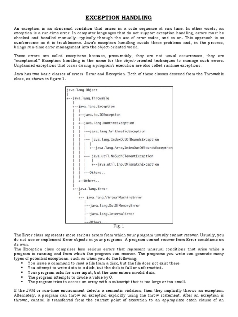 Exception Handling Pdf Class Computer Programming Java