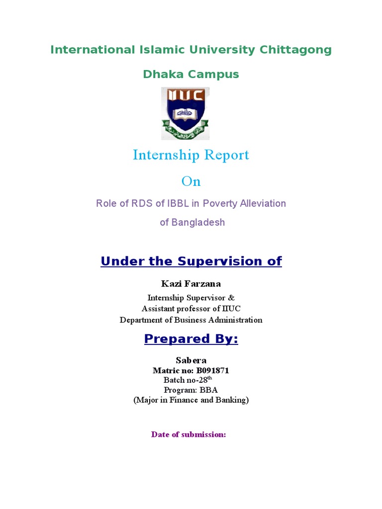 Internship Report IIUC | PDF | Microcredit | Microfinance
