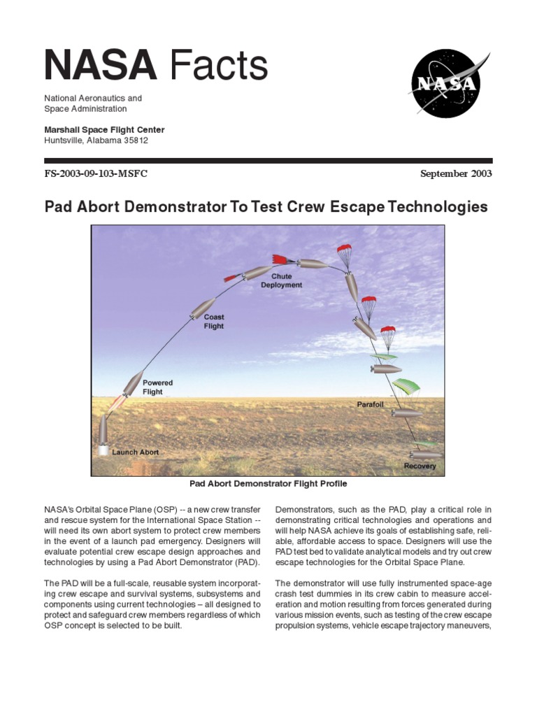 NASA Pad Abort Demonstrator Overview | PDF