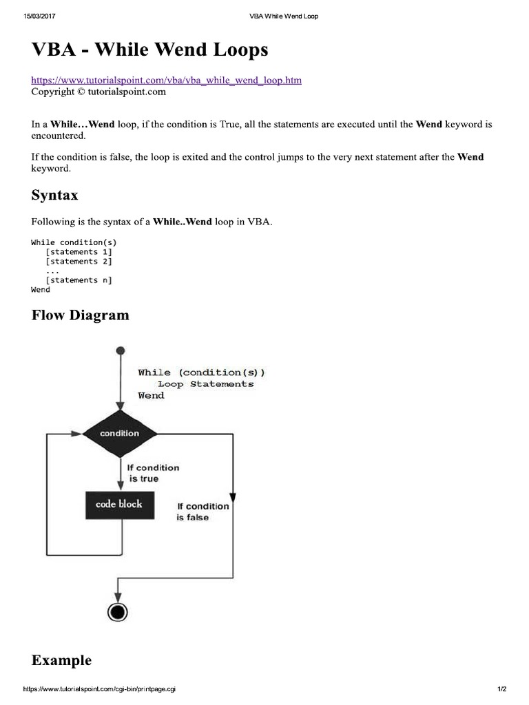 VBA While Wend Loop | PDF